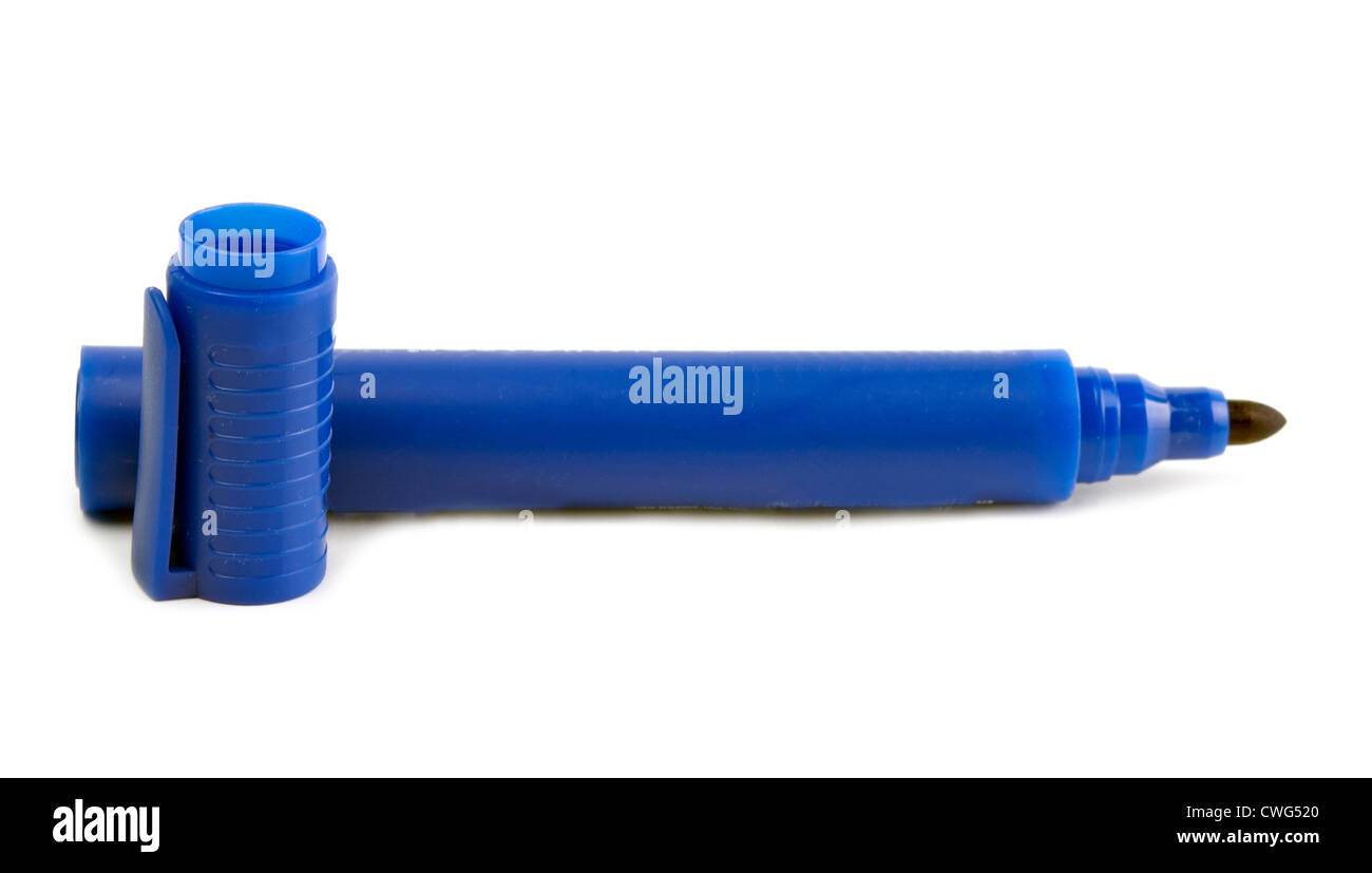 blue highlighter isolated on white background Stock Photo - Alamy
