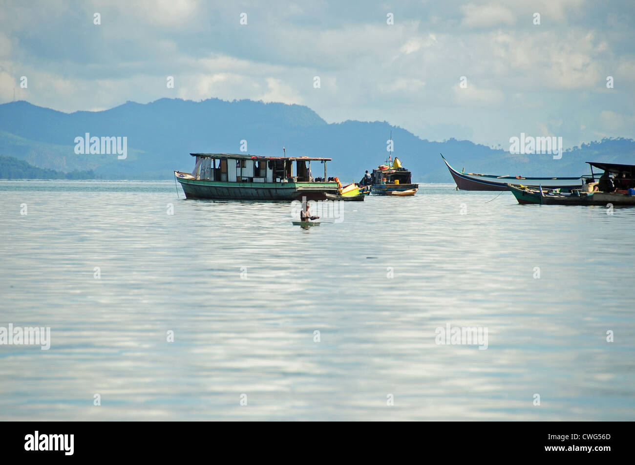 Malaysia, Borneo, Semporna, Mabul, Dayak Lau (Sea Gypsies) living on ...