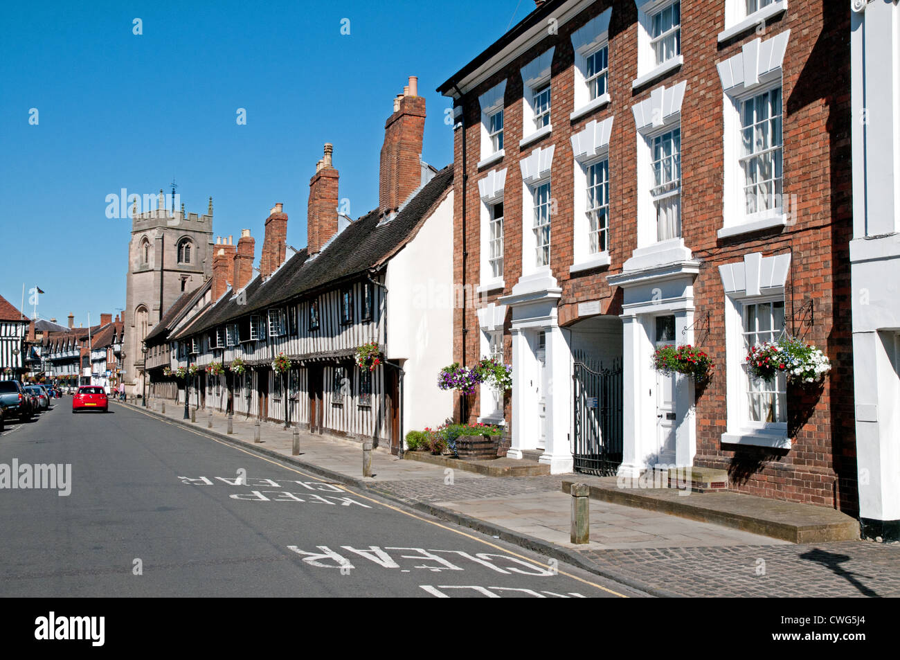 Georgian House medieval half timbered Alms Houses and Guild Chapel in ...