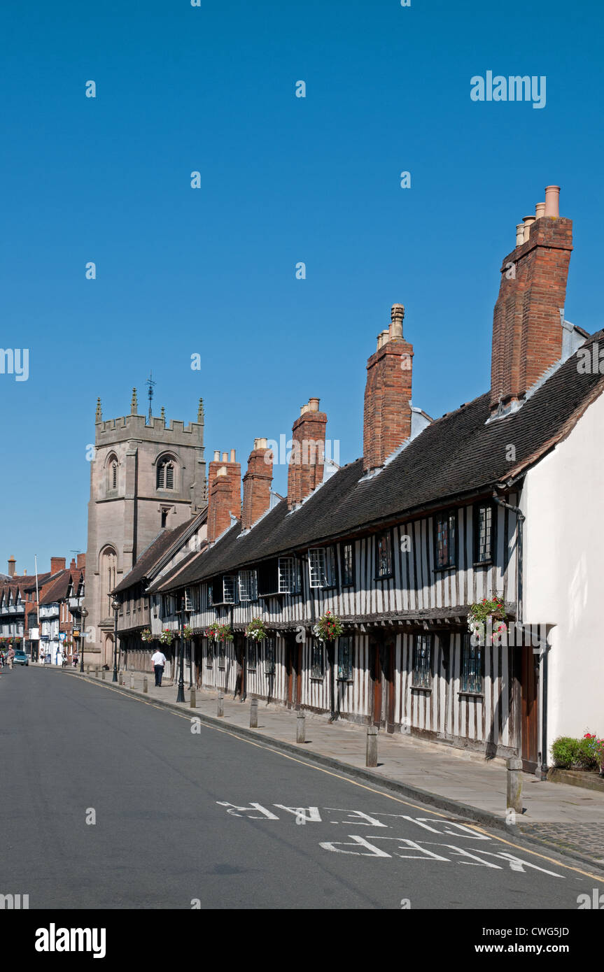 Medieval half timbered Alms Houses now part of King Edward VI School ...
