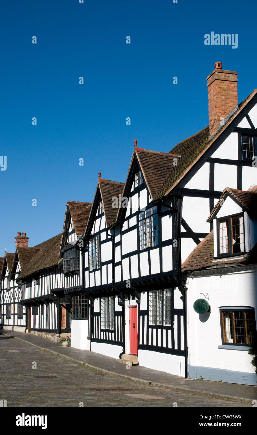 Medieval half timbered timber framed houses Mill Street Warwick England ...