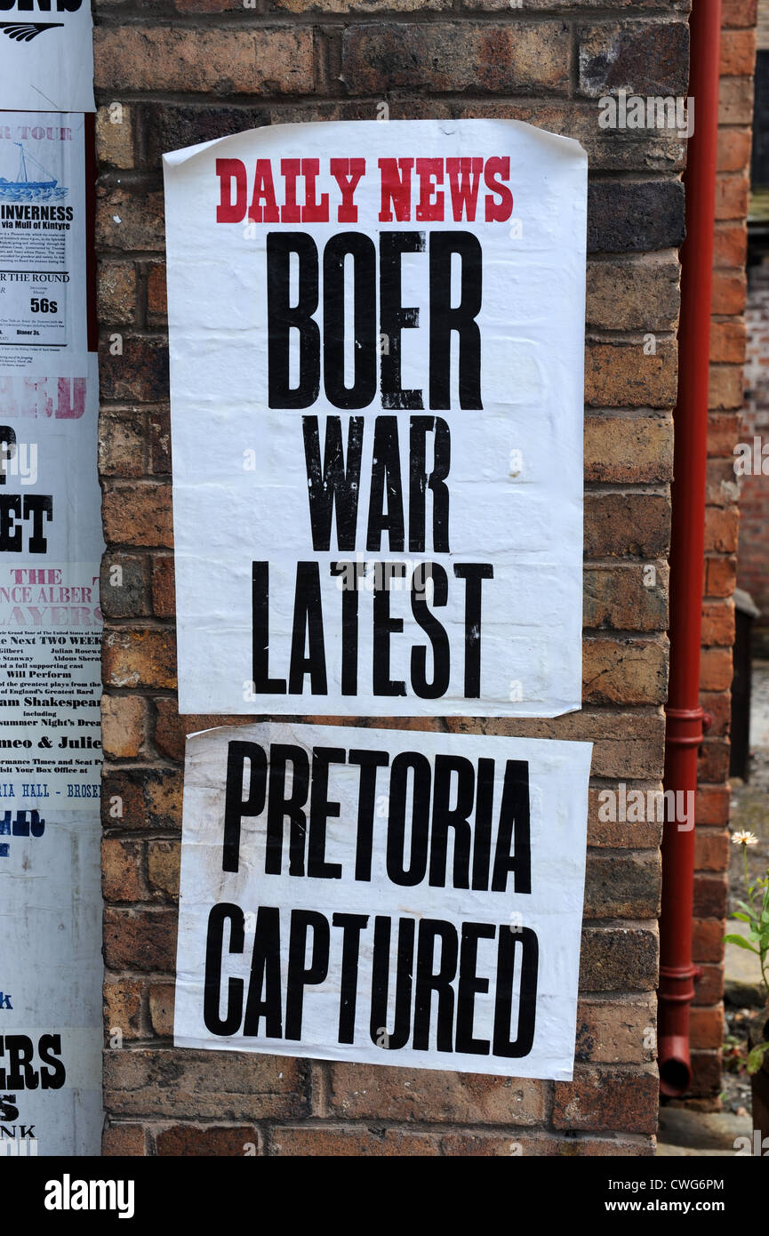 Newspaper placards for the Boer War at Blists Victorian Town Museum ...