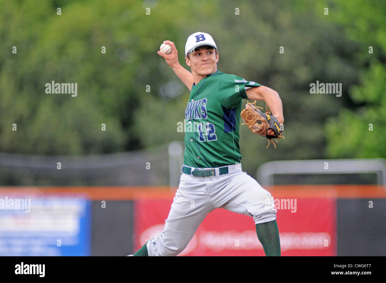 Baseball Pitcher delivers a four seam fastball high school sectional ...