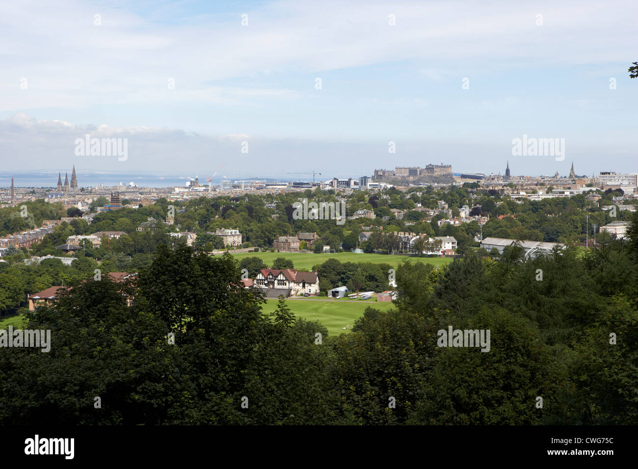 view of edinburgh city skyline from craiglockhart edinburgh, scotland ...