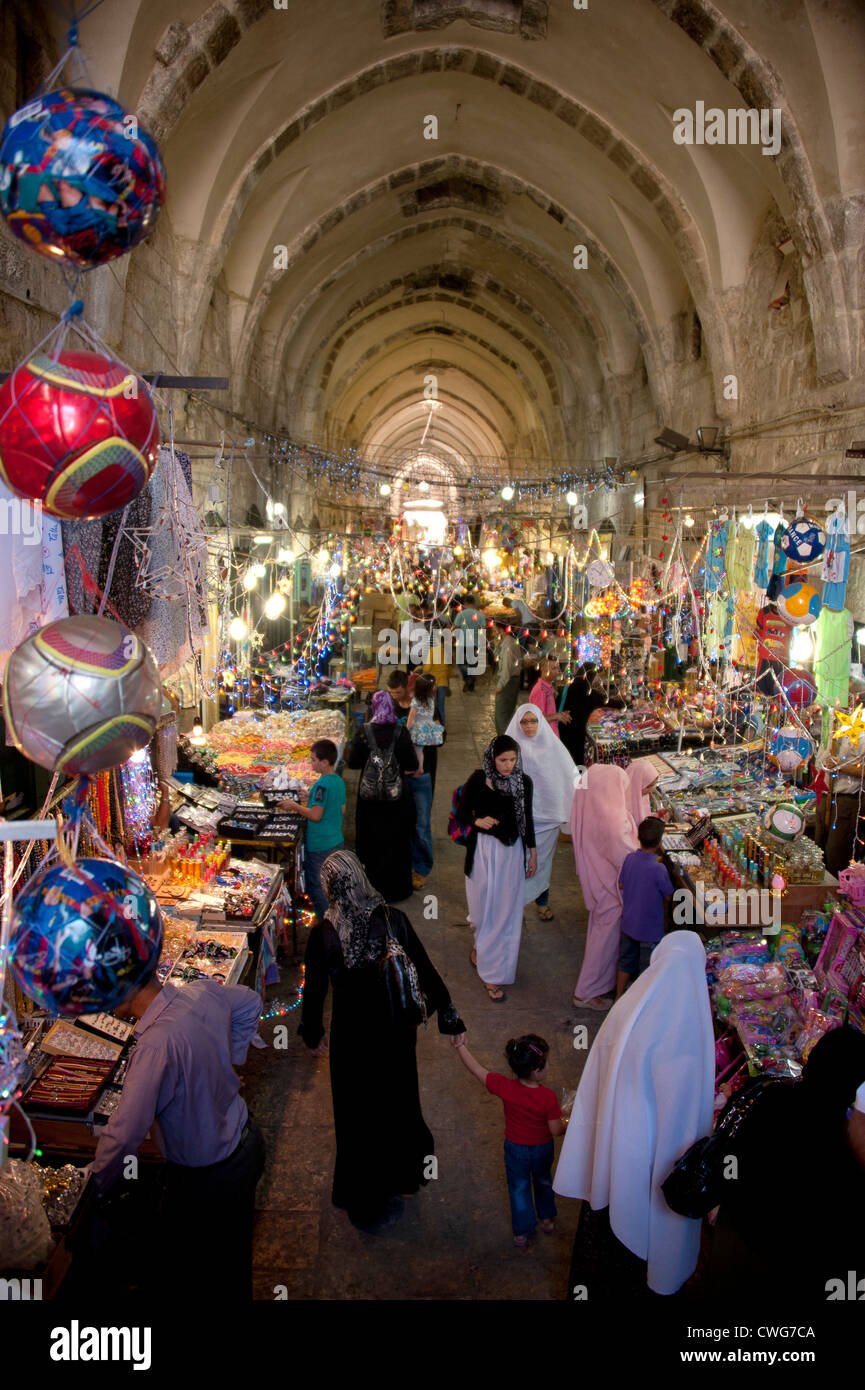 An arabic bazaar or market in one of the many long passageways of the ...