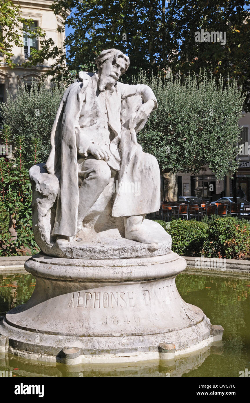 Statue to famous French writer Alphonse Daudet in Nîmes France Stock ...