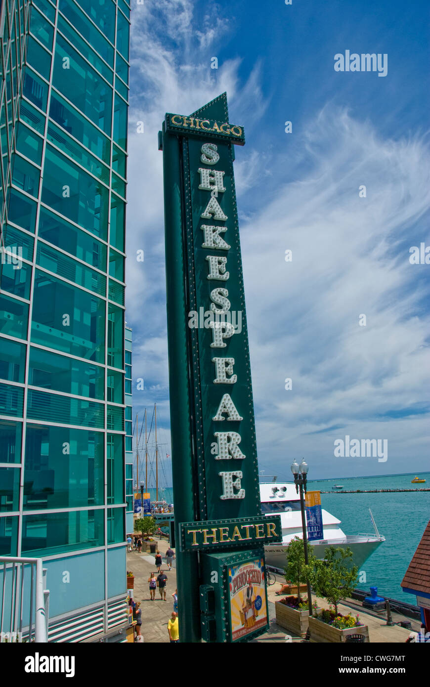 Chicago Shakespeare Theater sign at Navy Pier, Chicago, Illinois Stock ...