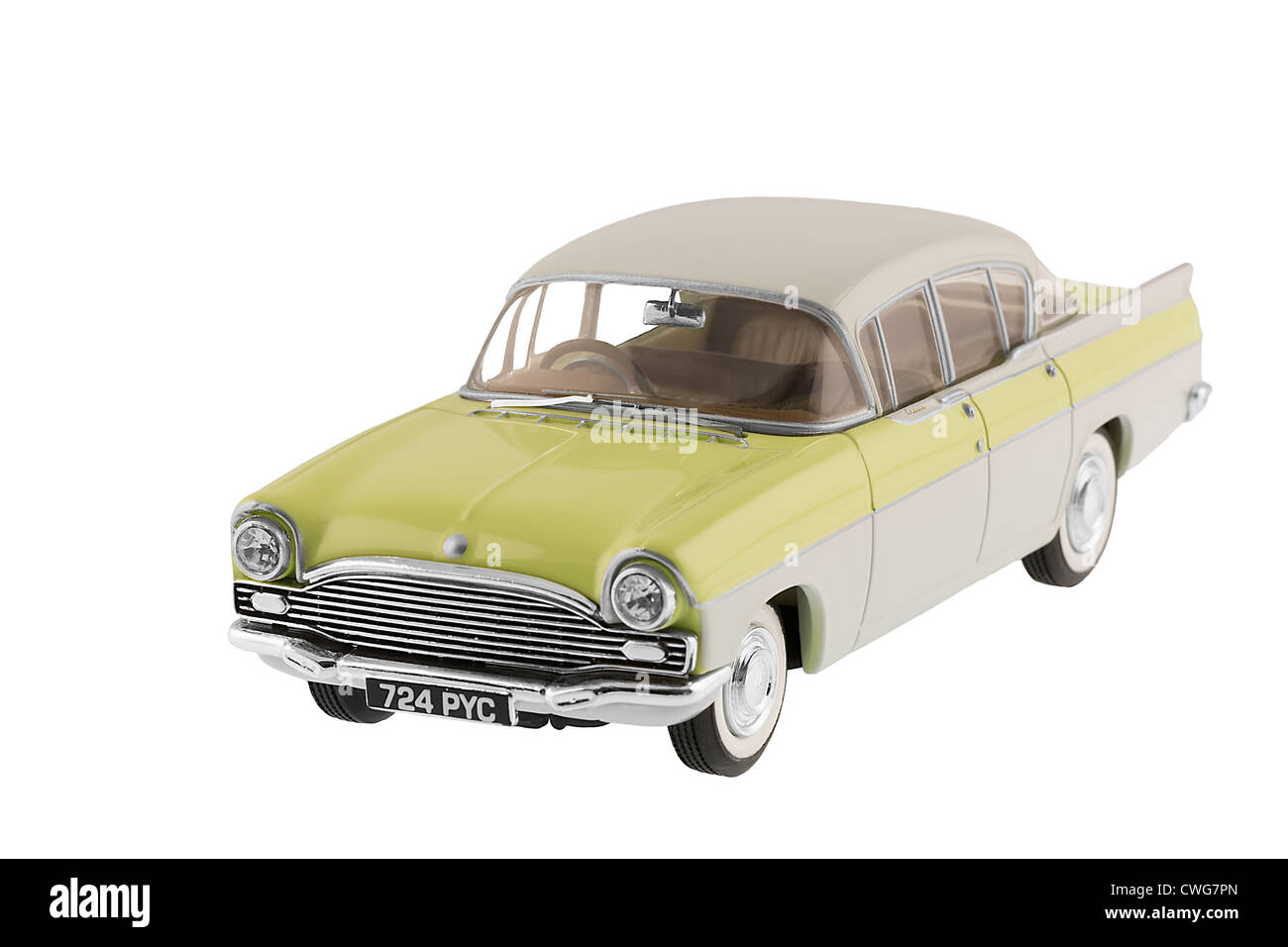 British Vauxhall PA Cresta 4 door Saloon Car - lime yellow & swan white ...