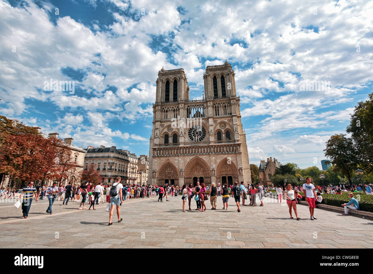 Notre Dame de Paris, wide angle Stock Photo - Alamy