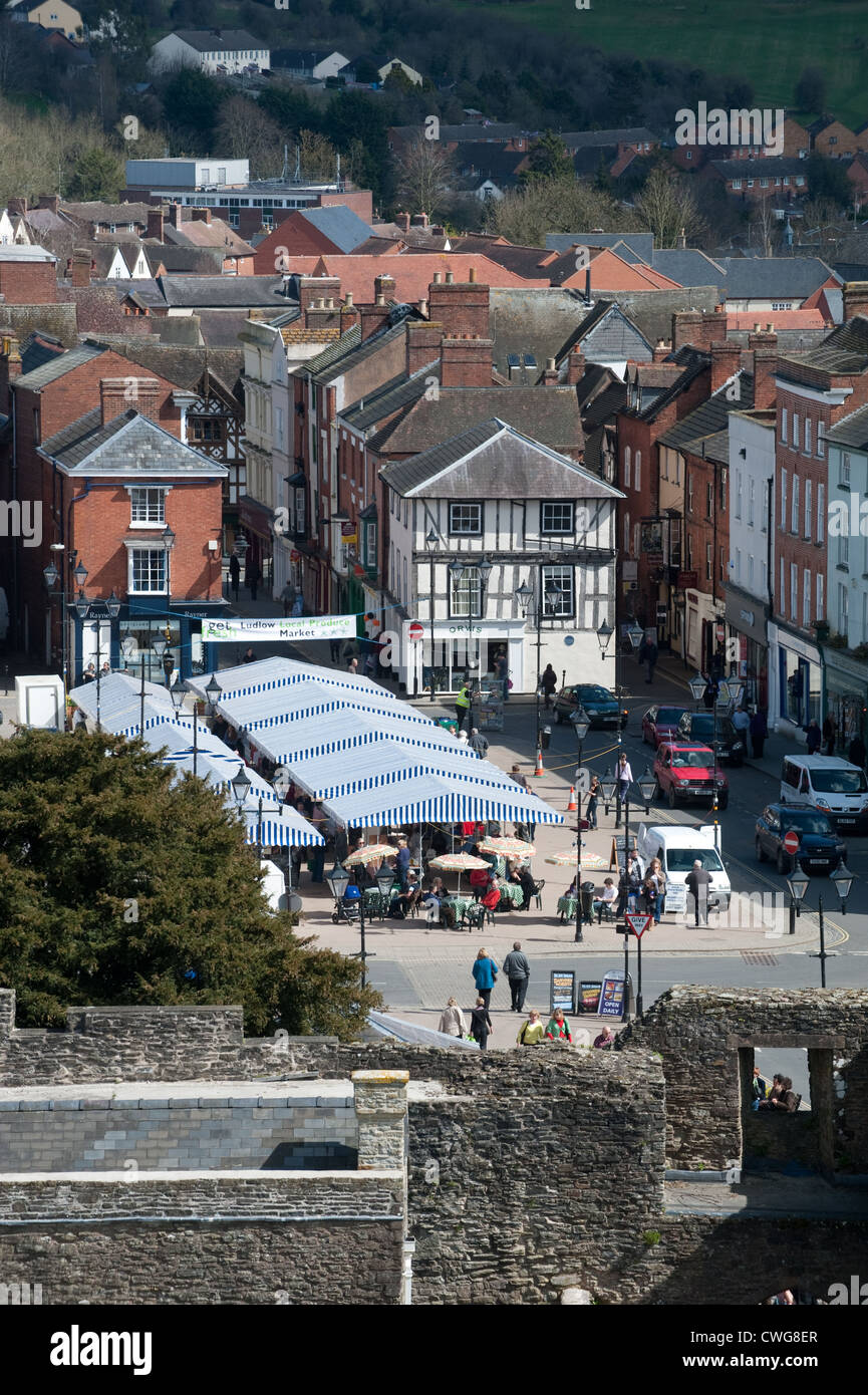 Ludlow town square as seen from the castle Stock Photo - Alamy