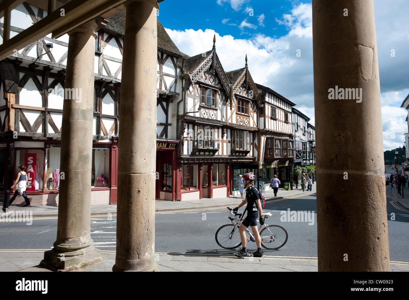 Half timbered buildings in Broad Street, Ludlow, Shropshire, UK Stock ...