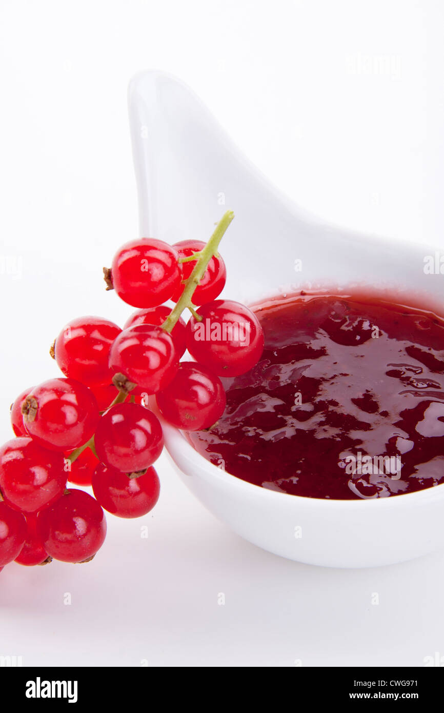 tasty fresh red currant jam isolated on white background Stock Photo ...