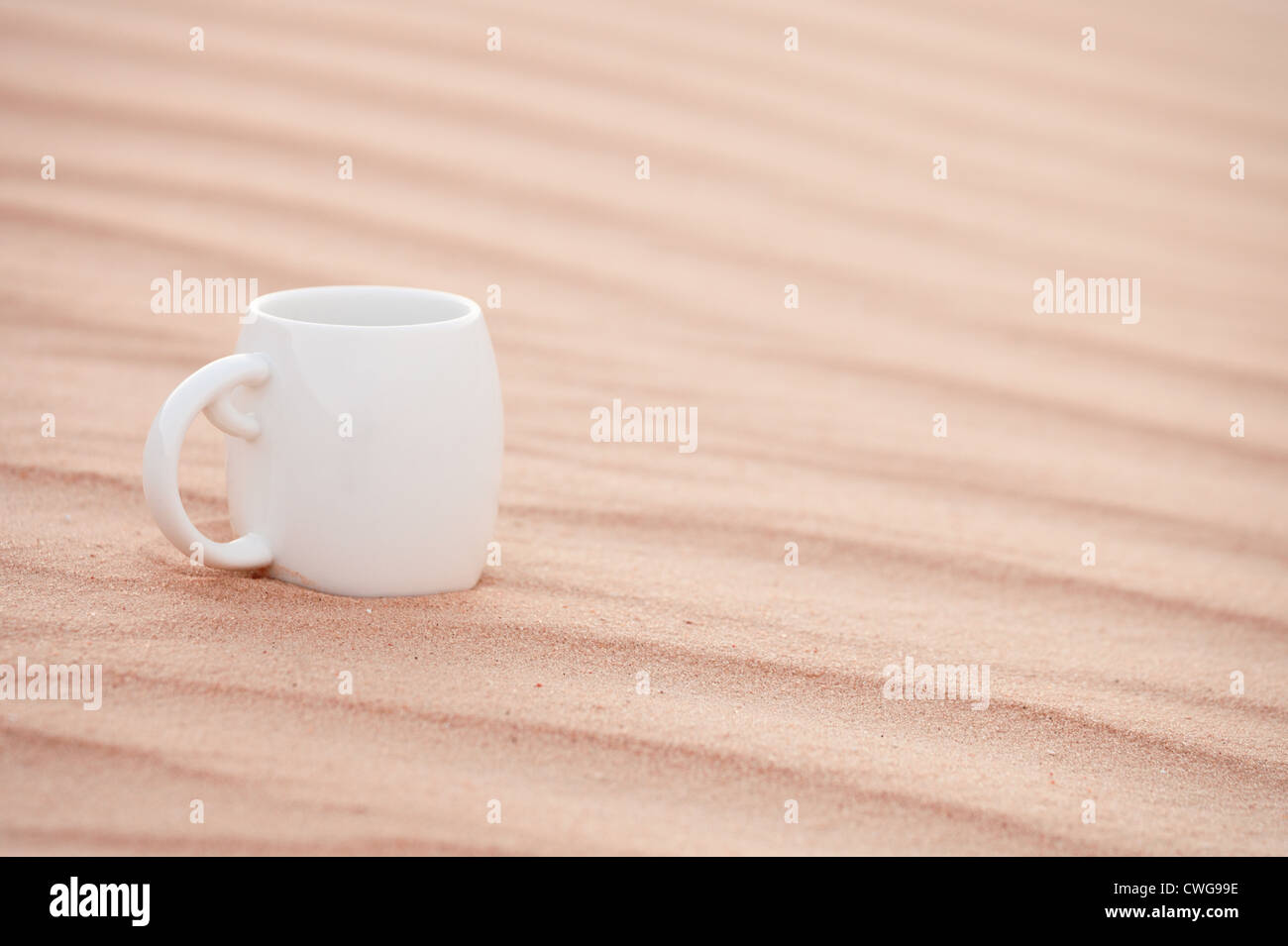 white coffee cup in sahara sand dune, Grand Sand Sea, shallow dof Stock ...