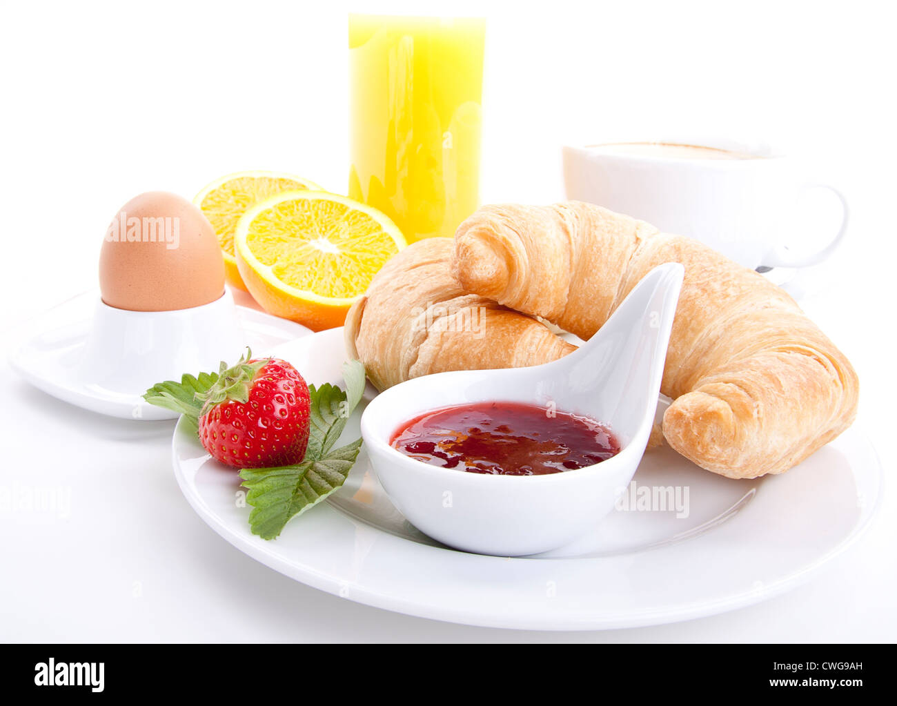traditional french breakfast croissant isolated on white background ...
