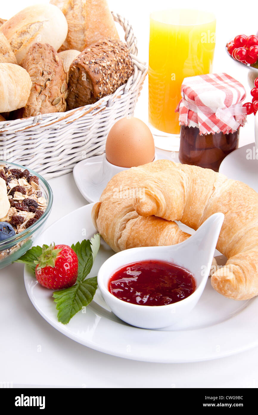 traditional french breakfast croissant isolated on white background ...
