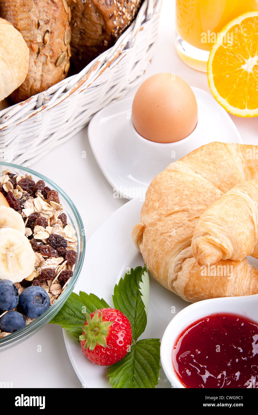 traditional french breakfast croissant isolated on white background ...