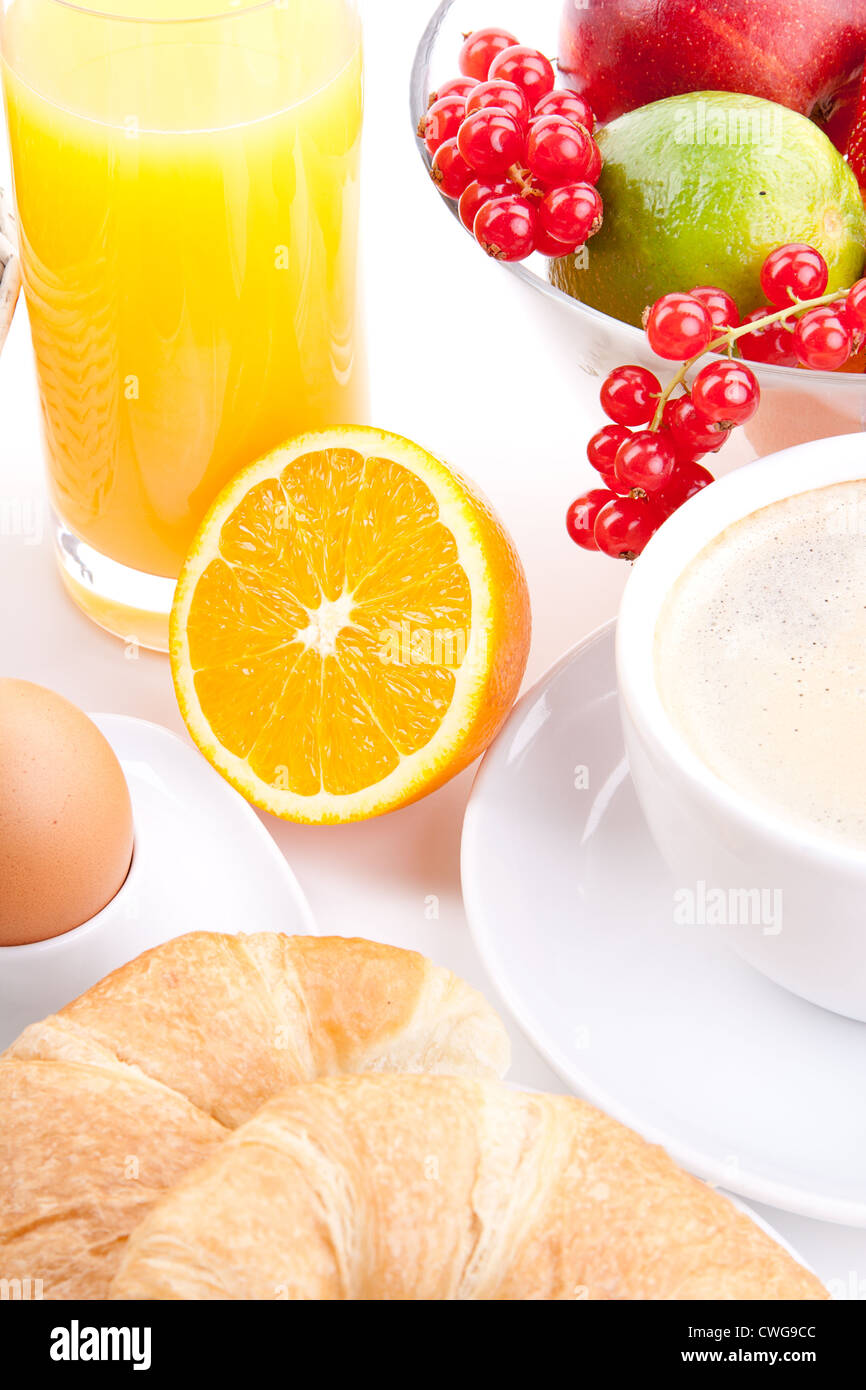 traditional french breakfast croissant isolated on white background ...