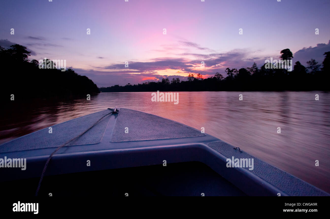 Sunset on the Kinabatangan River, Sabah, Malaysia Stock Photo - Alamy