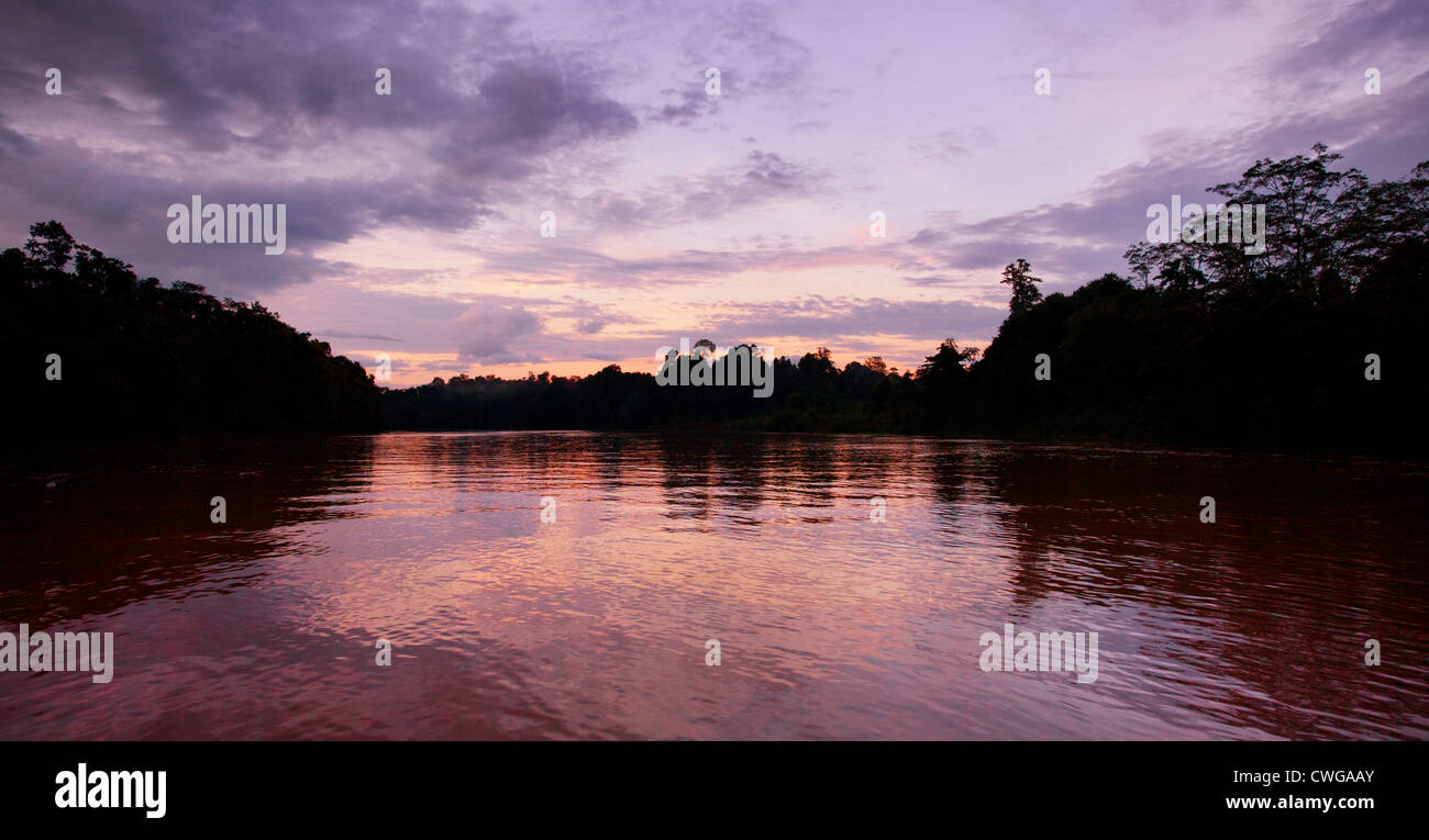 Sunset on the Kinabatangan River, Sabah, Malaysia Stock Photo - Alamy