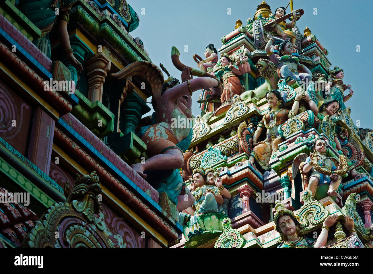 Malaysia, Melaka, colorful hindu statues in Sri Poyyatha Vinayagar ...