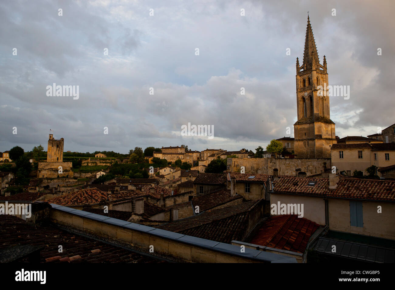 The Saint Emilion Monolithic Church taken from a lookout point in Saint ...