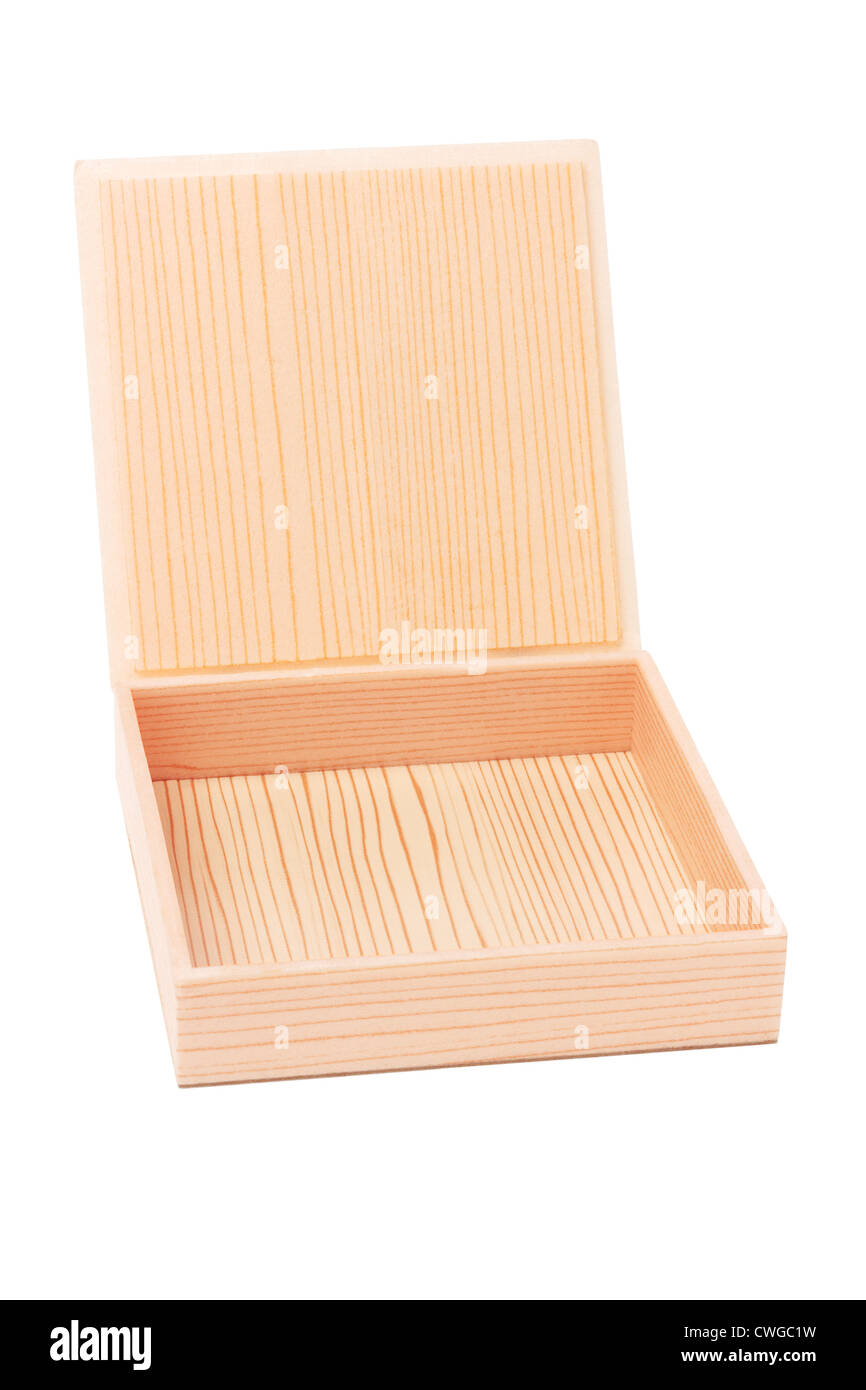 Open Gift Box with Wood Grain Texture on White Background Stock Photo ...