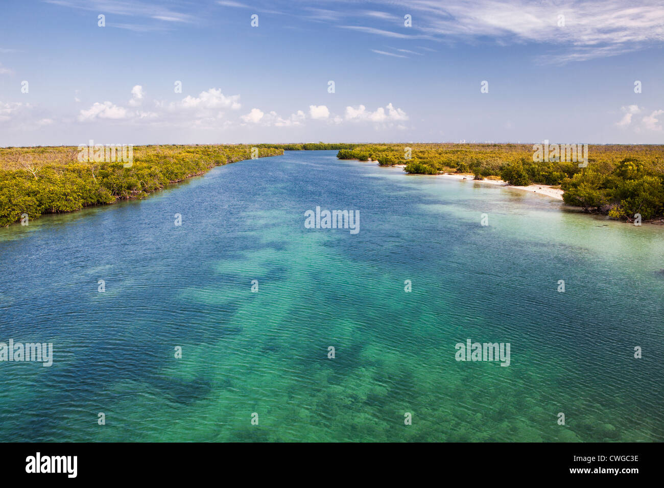Waterway inlet leading to caribbean ocean, Cancun, Yucatan Peninsula ...