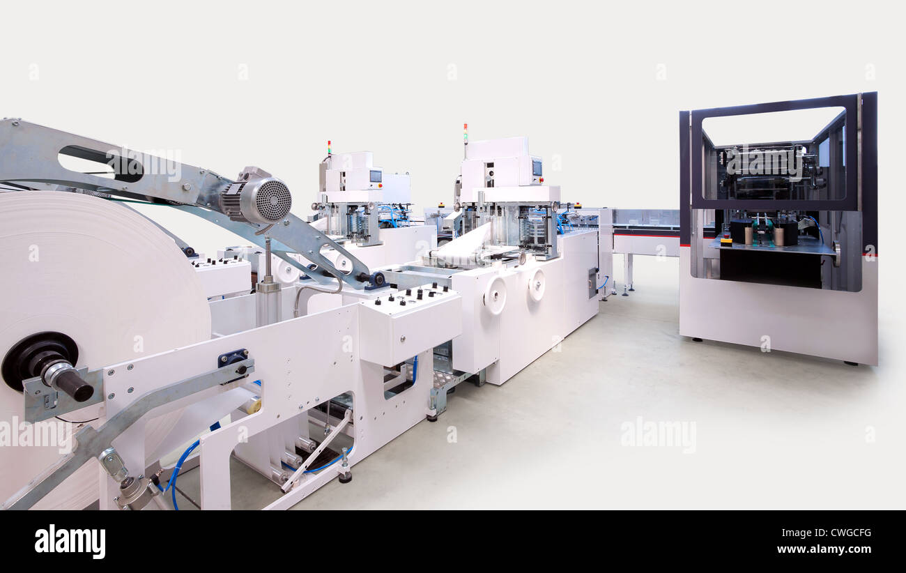 Details of a packaging and printing machines for handkerchiefs Stock ...