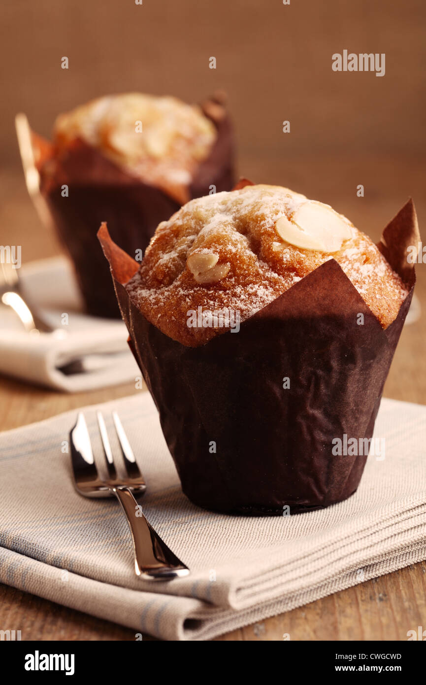 two almond muffins Stock Photo - Alamy