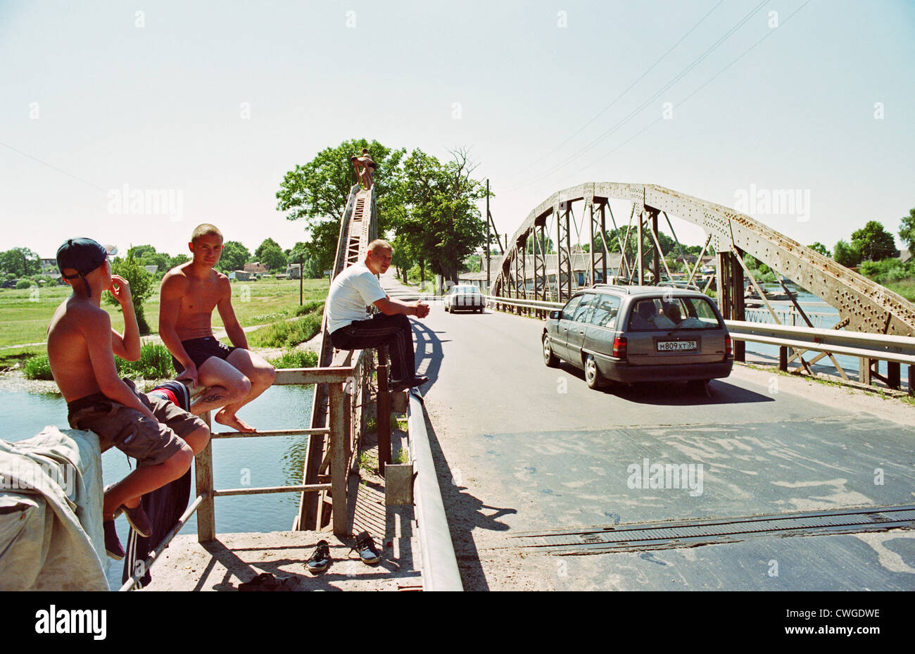 Young people on a bridge, Russia (Kaliningrad Stock Photo - Alamy