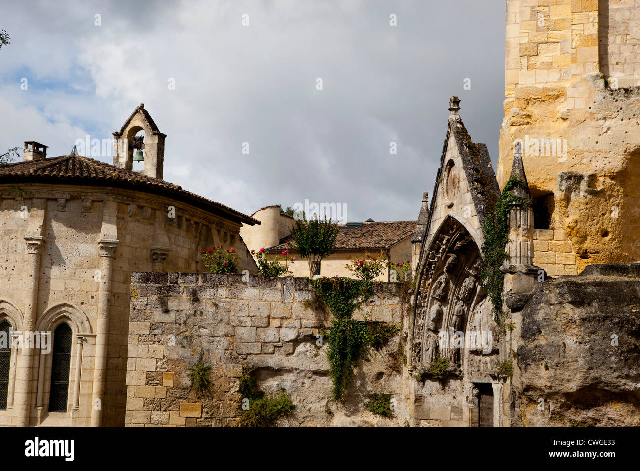 The Saint Emilion Monolithic Church taken from the plaza in Saint ...