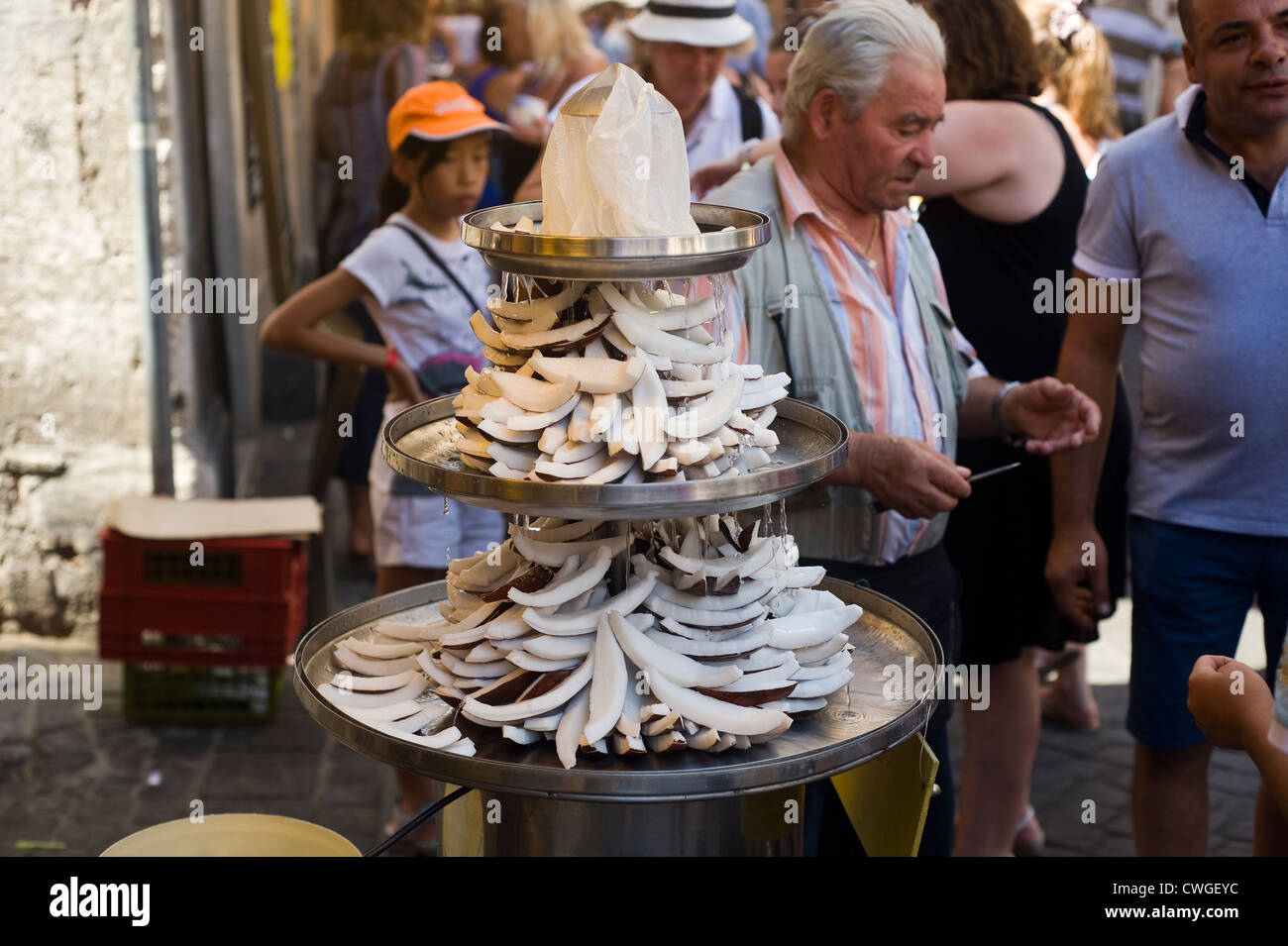 Rome - Italy - August 2012 - Street vendor selling pieces of fresh ...