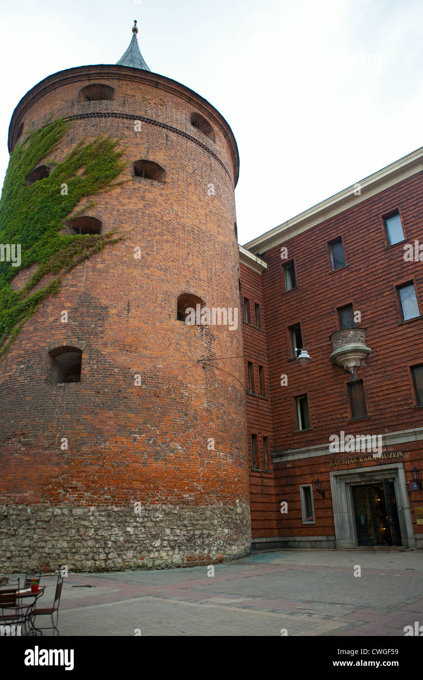 Latvia, Riga, the old brick wall and tower Stock Photo - Alamy