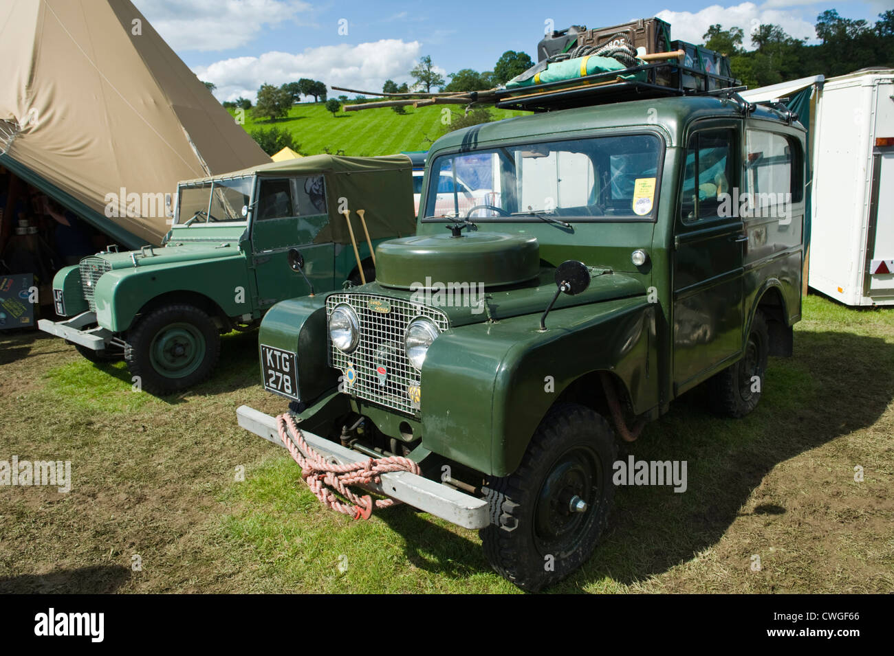 Display of old historic restored Land Rover 4x4 vehicles at annual ...