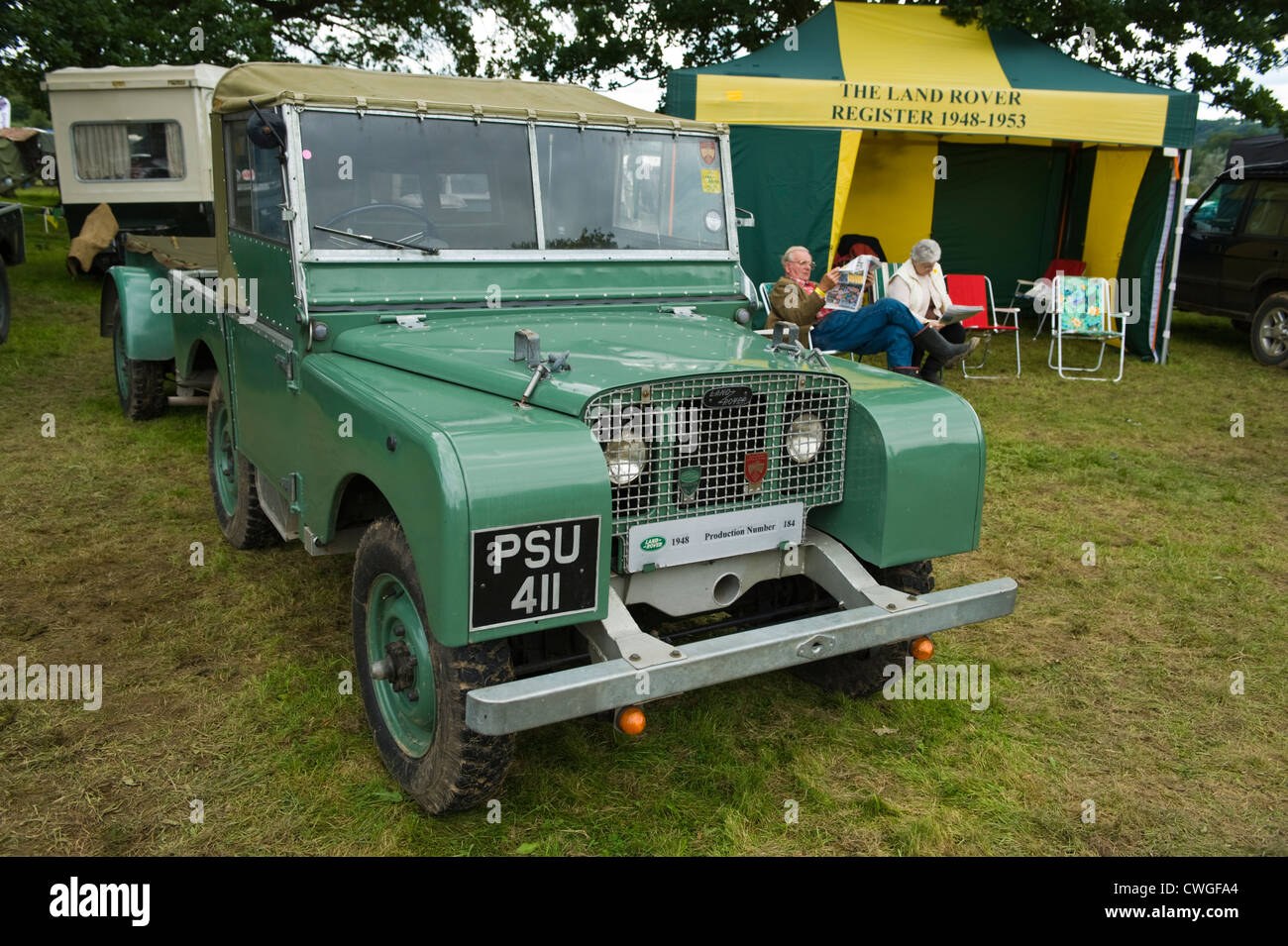 Display of old historic restored Land Rover 4x4 vehicles at annual ...
