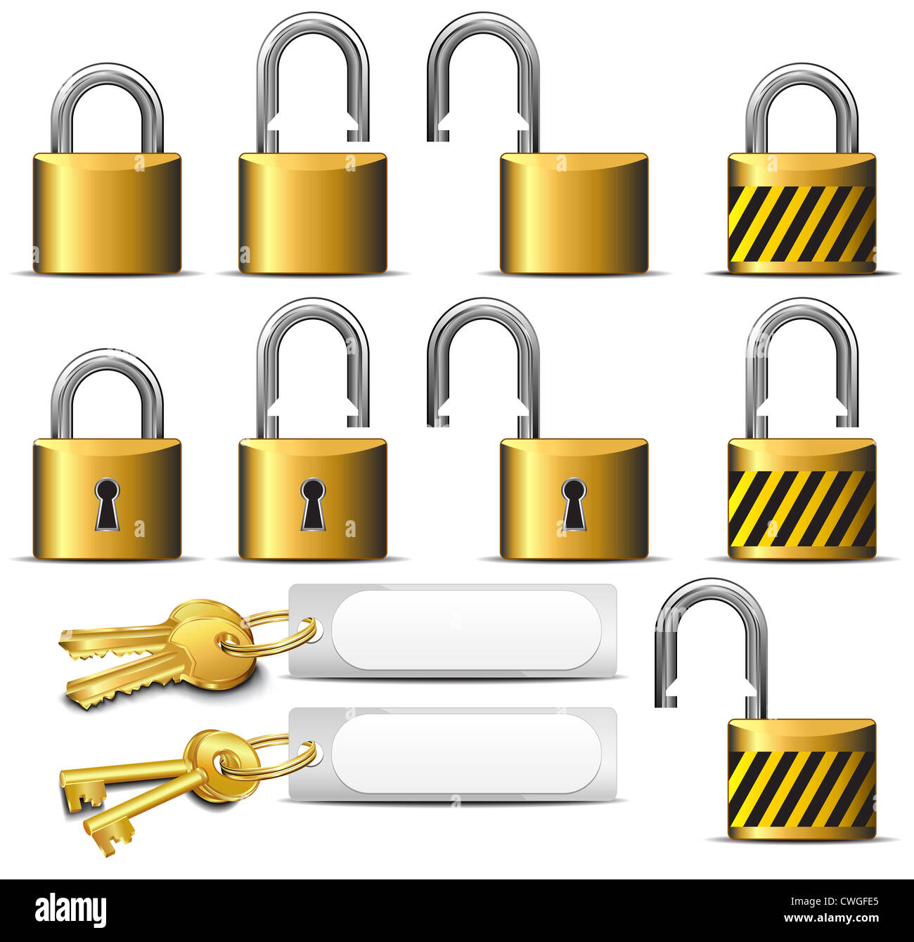 A set of Padlocks and Keys in Brass Stock Photo - Alamy