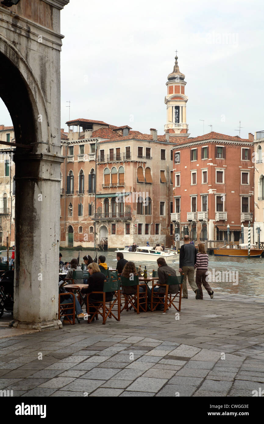 Venice, the Grand Canal Street Cafe Stock Photo - Alamy