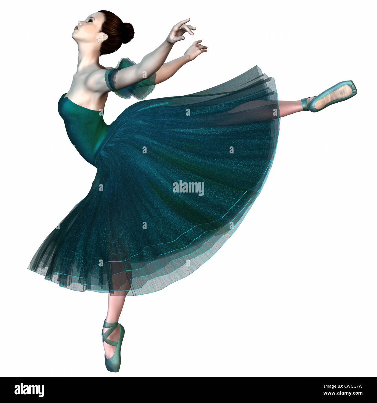 Ballerina in Green - Balancing Stock Photo - Alamy