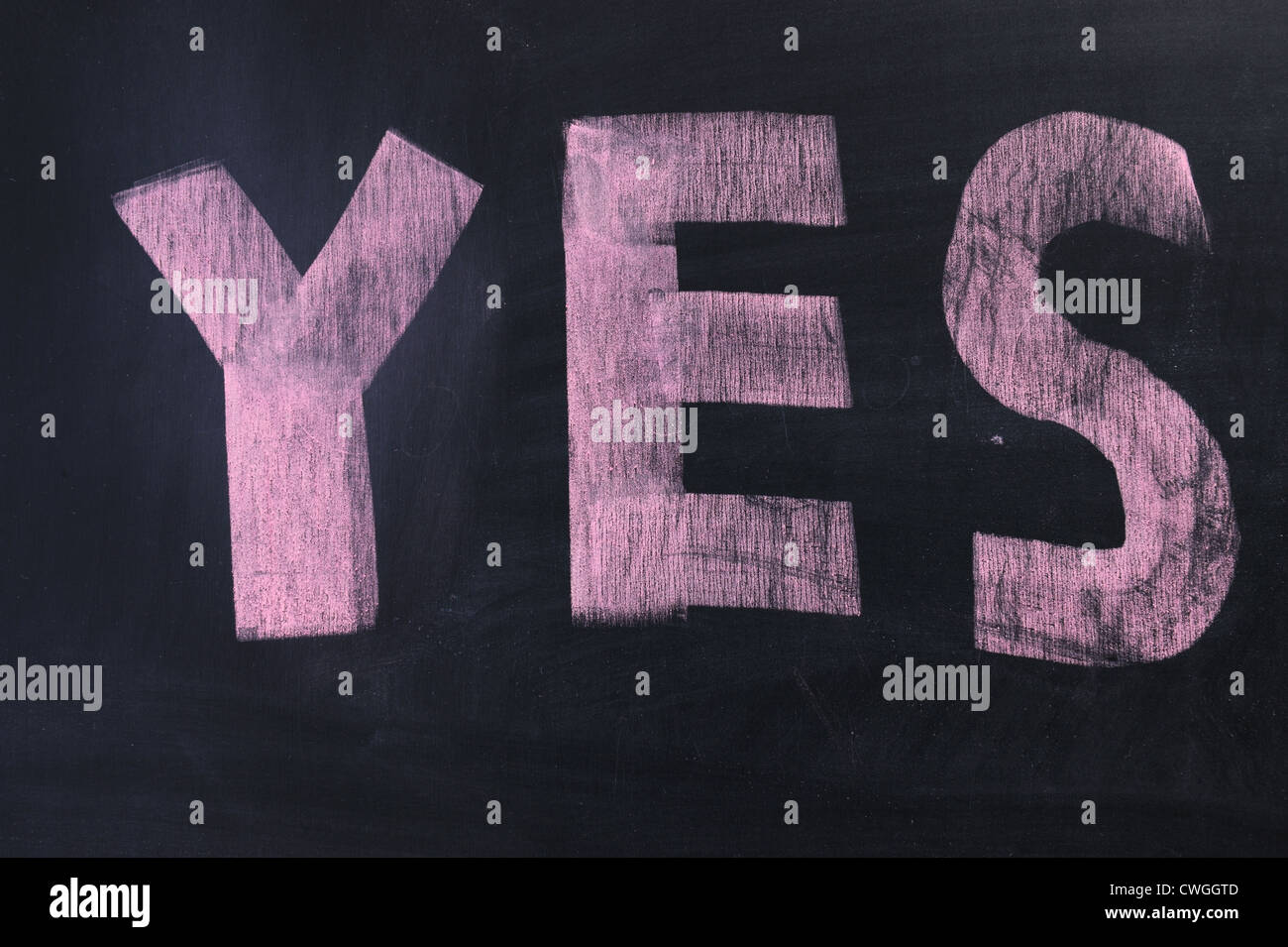 Chalk drawing - "YES" on chalkboard Stock Photo - Alamy