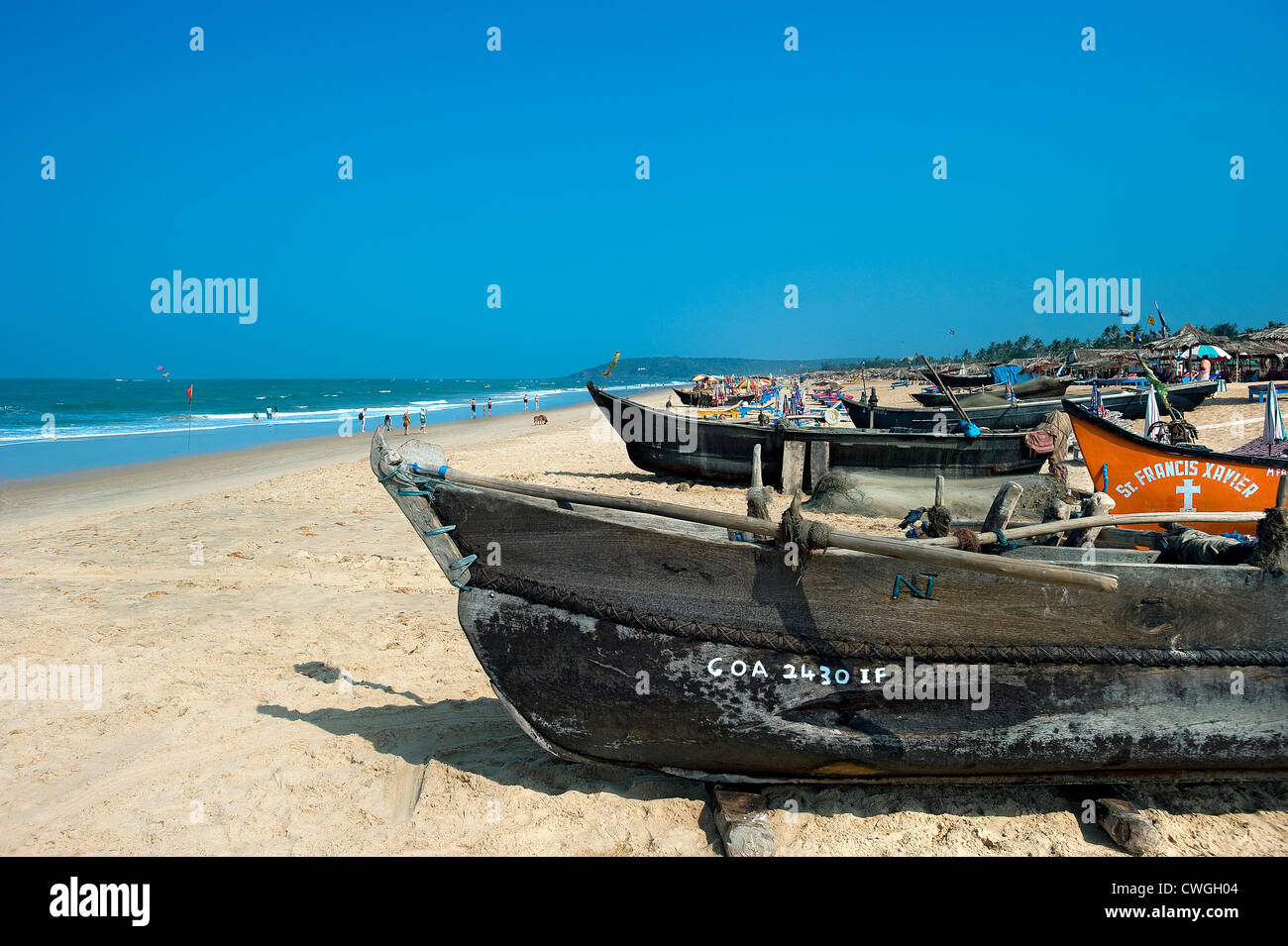 Fishing Boats on Calangute Beach, Goa, India Stock Photo - Alamy