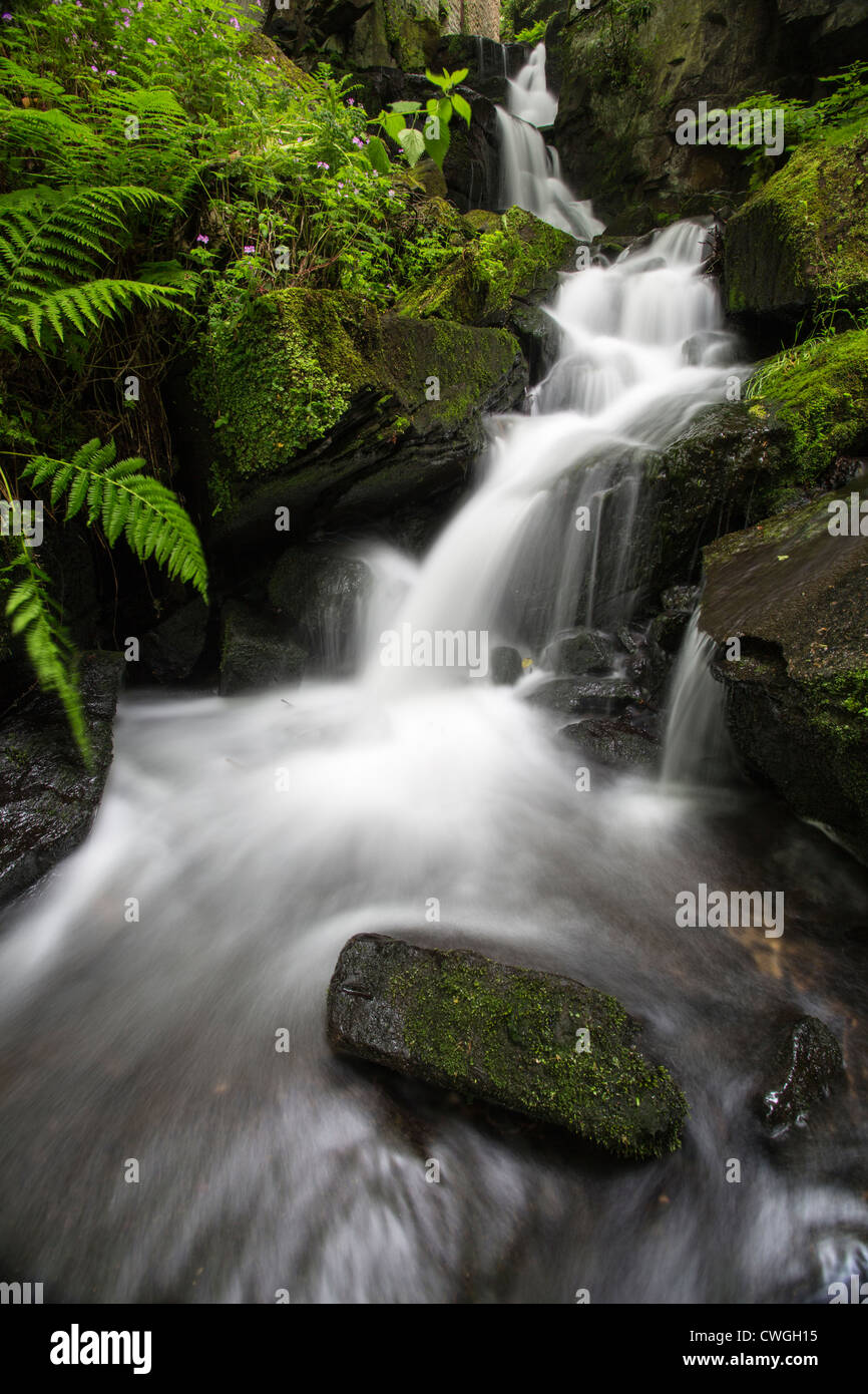 Lumsdale waterfall in the Peak District near Matlock Derbyshire Stock ...