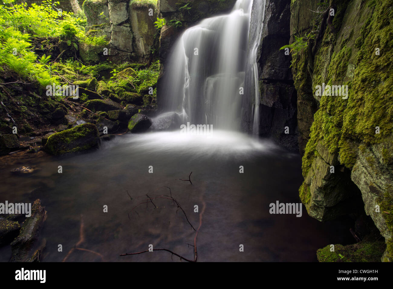 Lumsdale waterfall in the Peak District near Matlock Derbyshire Stock ...