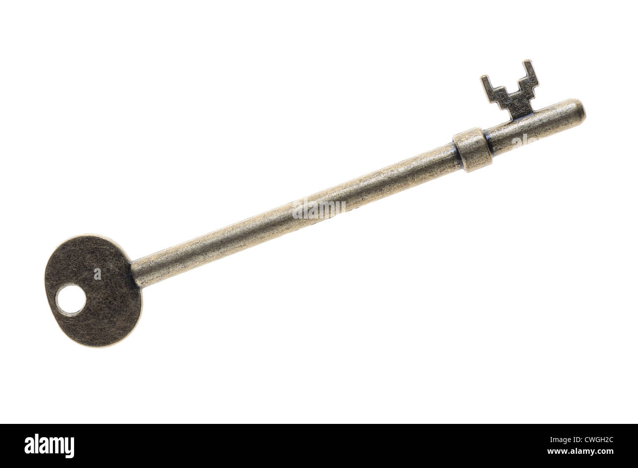Single old key isolated on white background Stock Photo - Alamy