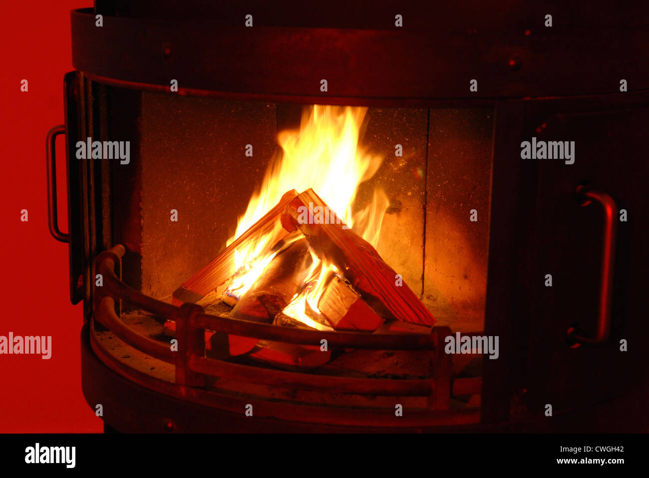 Berlin, fire in a fireplace Stock Photo - Alamy