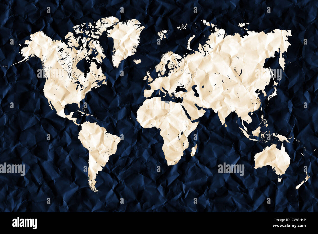 Word map on crumpled paper - dark blue and yellow color Stock Photo - Alamy