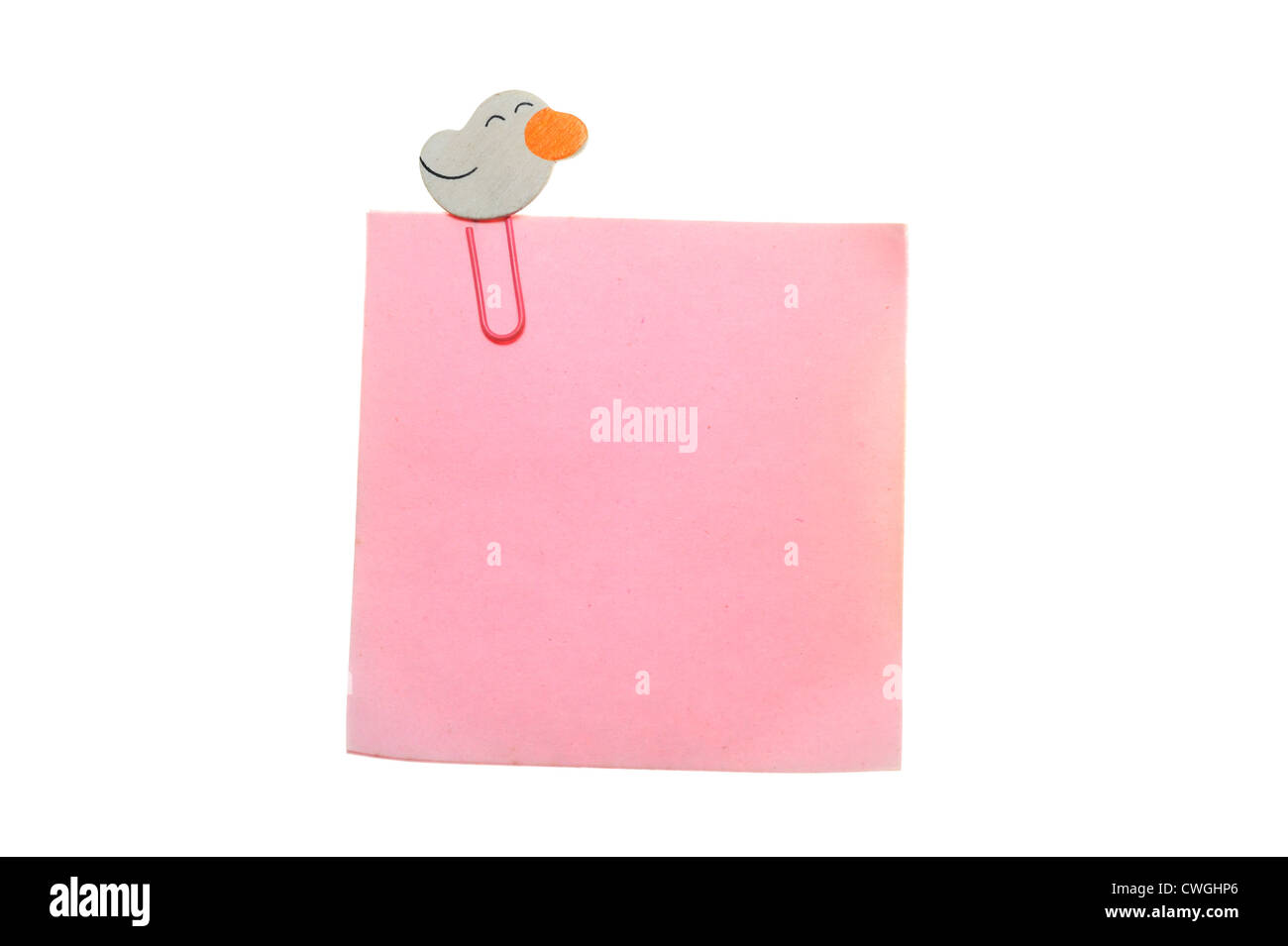 Pin and paper isolated on white background Stock Photo - Alamy