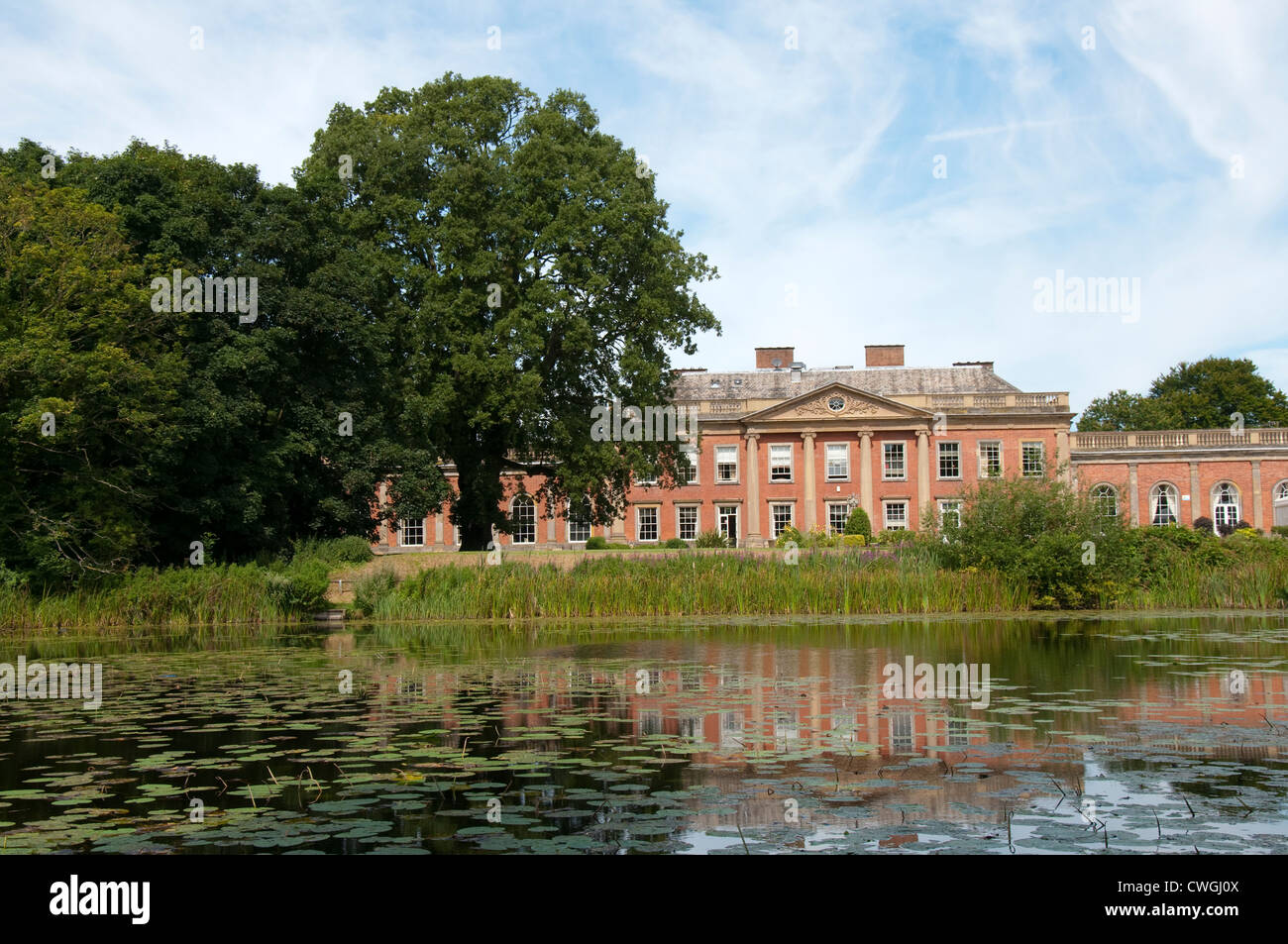 Colwick Hall reflected in the lake at Colwick Park, Nottinghamshire ...
