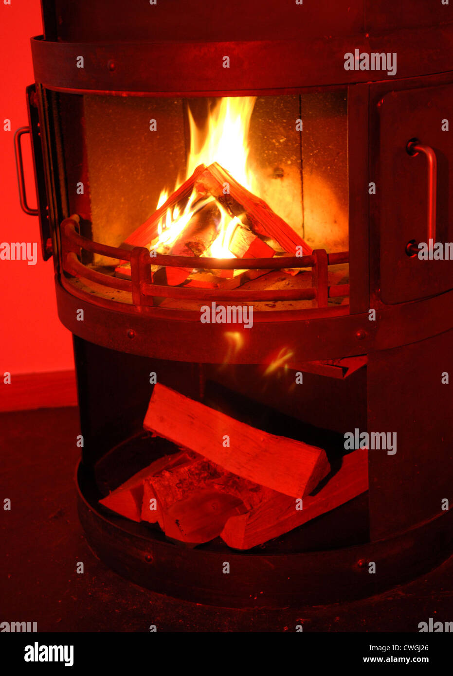 Berlin, fire in a fireplace Stock Photo - Alamy