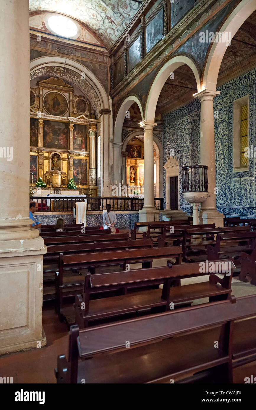 Interior of the Medieval Santa Maria Church covered in Baroque blues ...