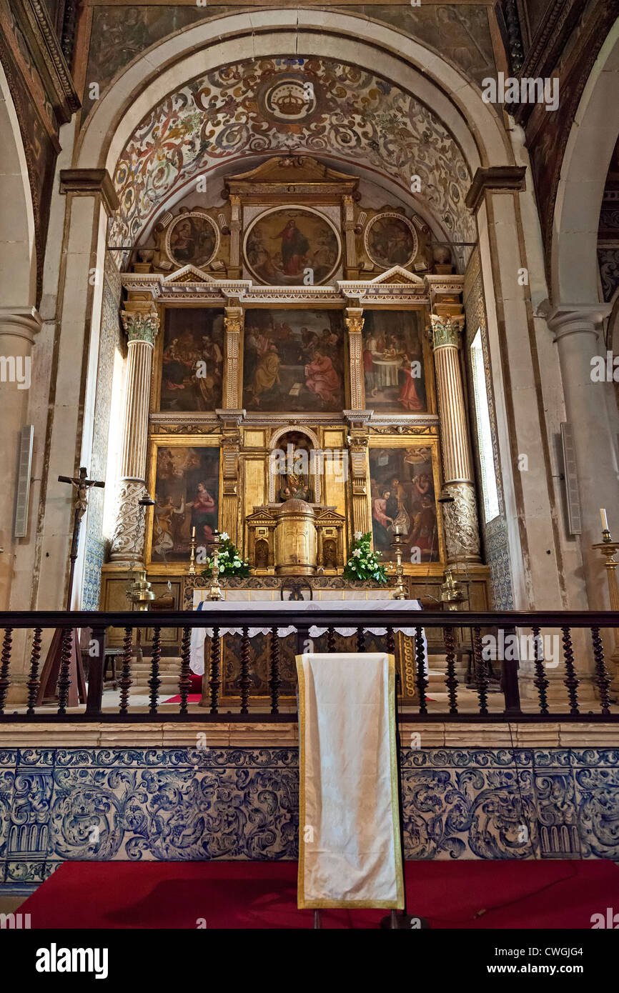 Interior of the Medieval Santa Maria Church covered in Baroque blues ...
